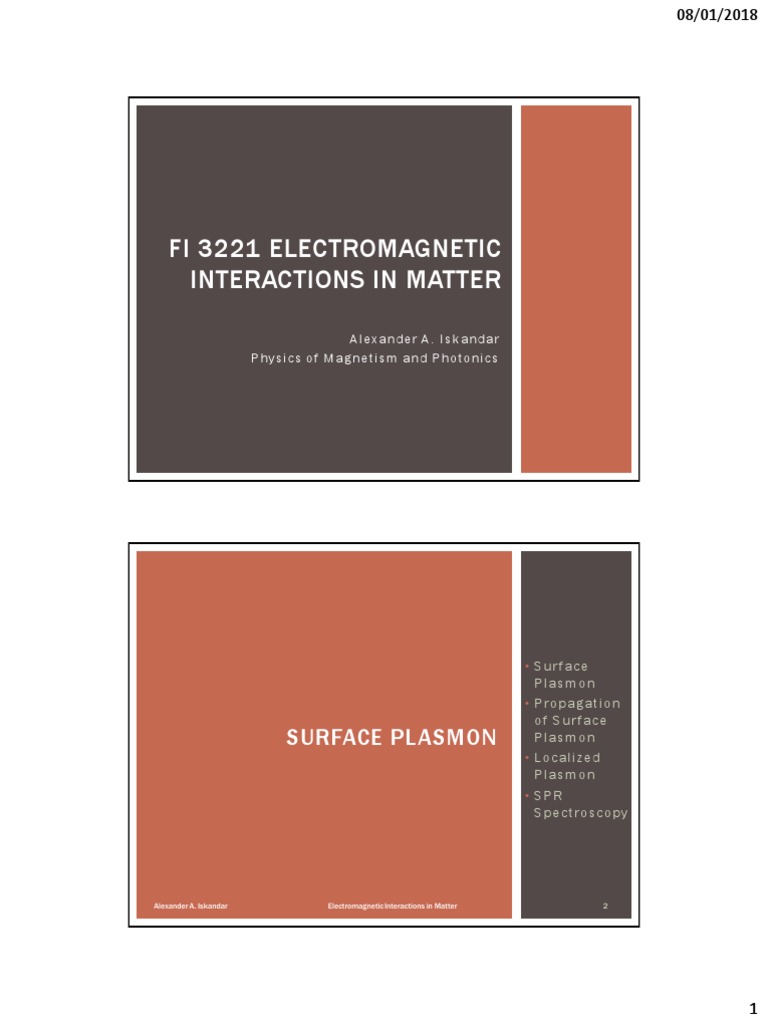 Lecture04 - Surface Plasmon | PDF | Plasmon | Surface Plasmon Resonance