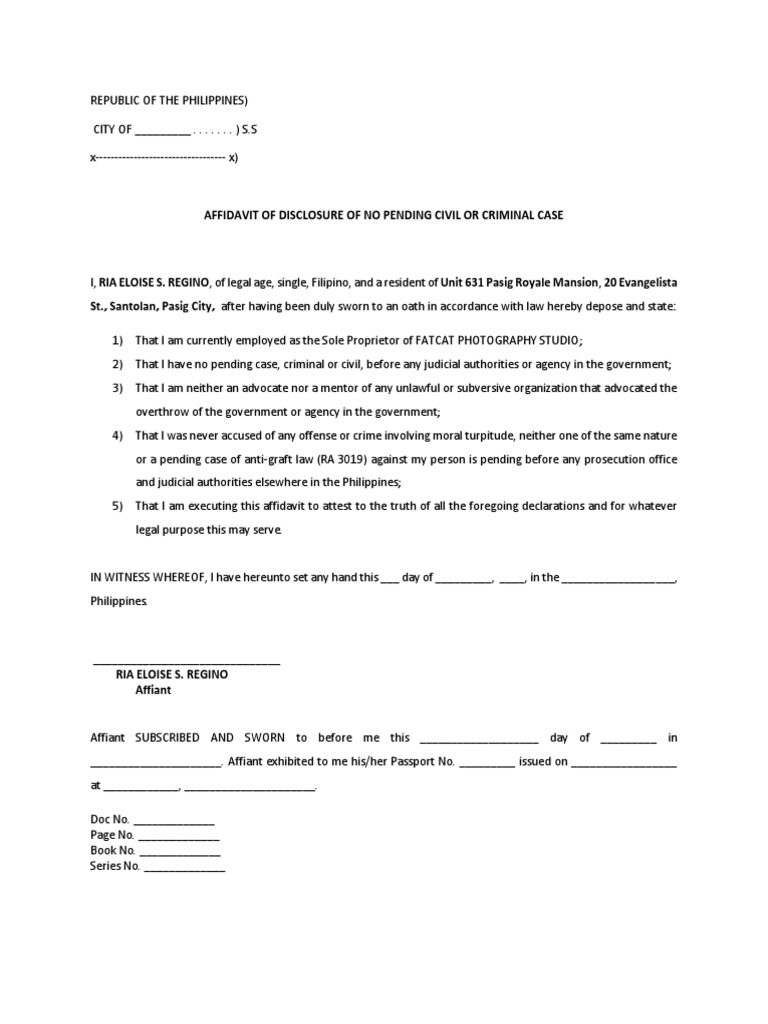 Affidavit of No Pending Cases | PDF | Law