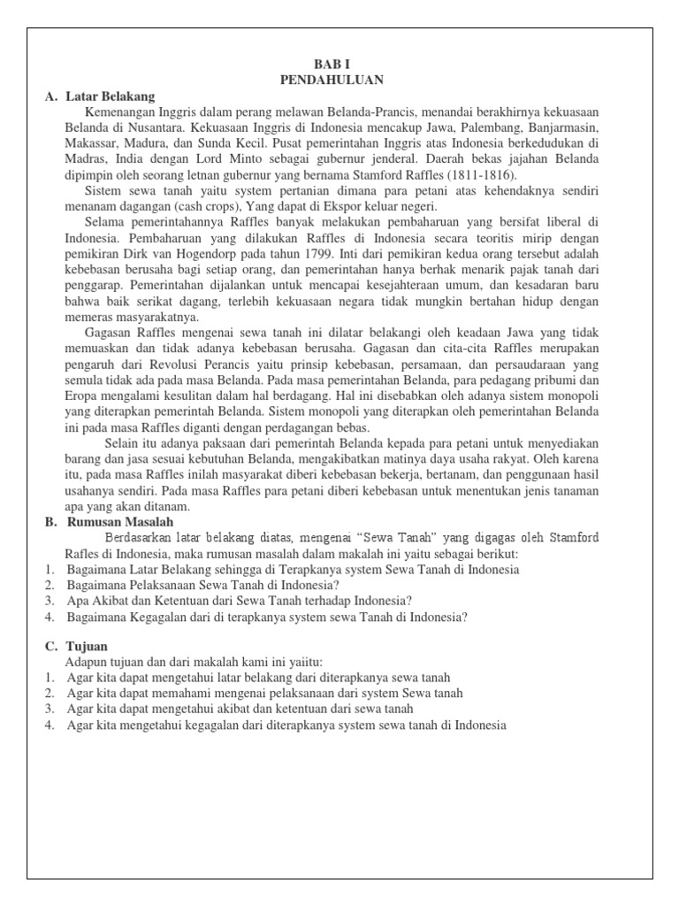 Sistem Sewa Tanah Raffles di Jawa | PDF