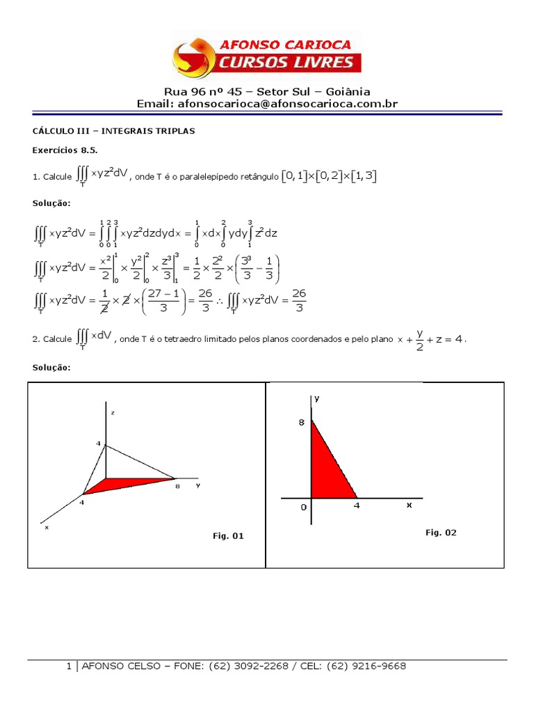 Calculo Iii Integrais Triplas Exerc Resolvidos Parte I em 26 Set 2012 ...