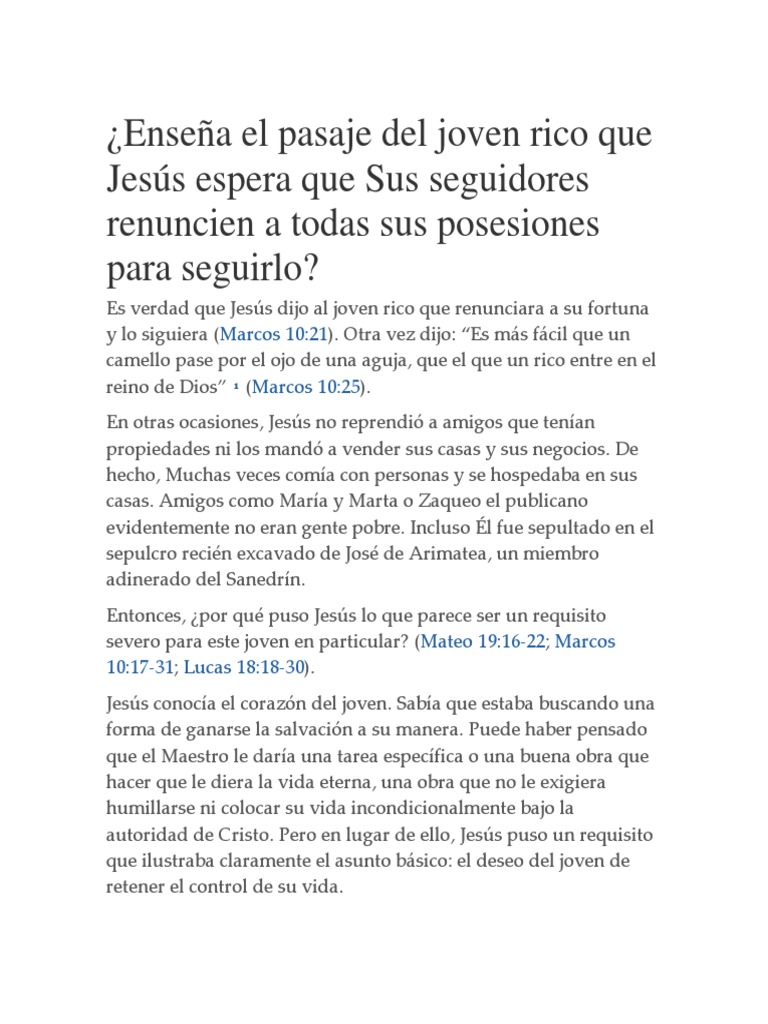El Joven Rico | PDF | Salvación | Jesús