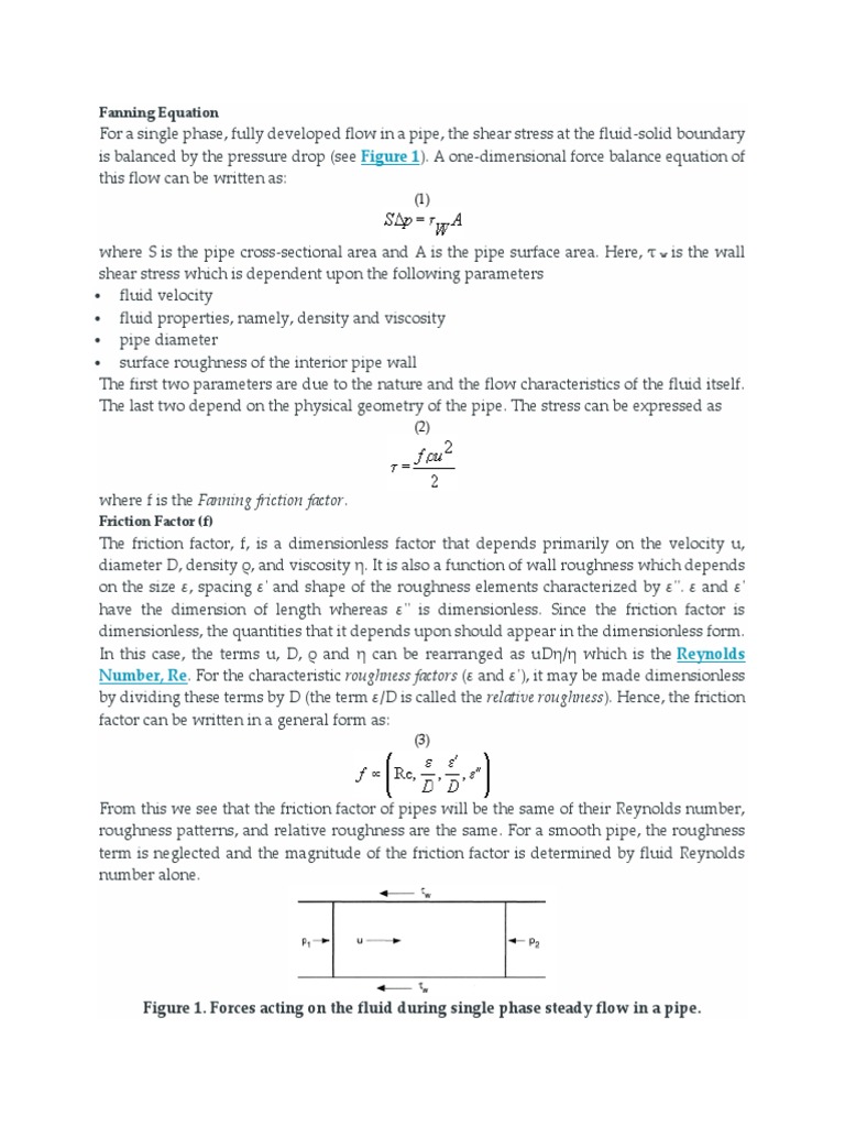 Fanning Equation | Reynolds Number | Fluid Dynamics