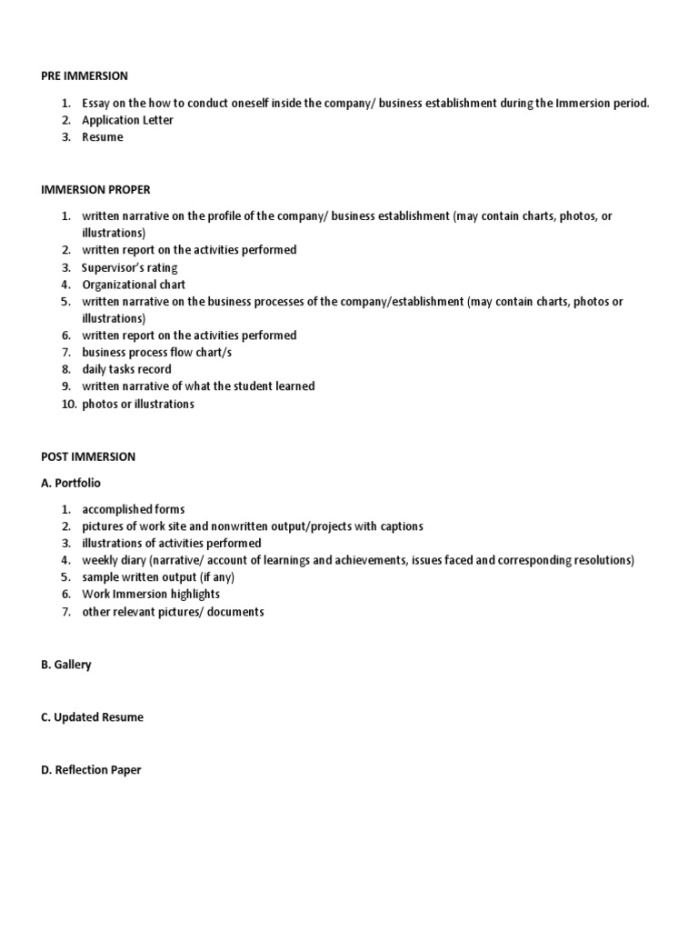 Work Immersion Portfolio | PDF