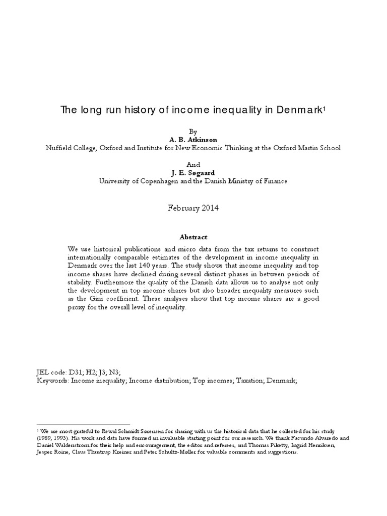 Atkinson and Sogaard (2014) - The Long Run History of Income Inequality ...