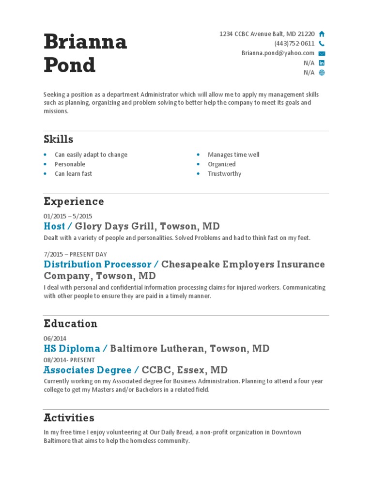 Brianna Resume Final | PDF | Learning | Cognition