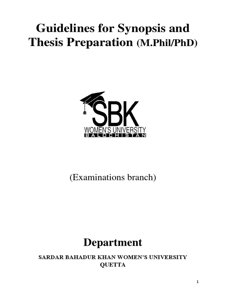 Guidelines For Synopsis and Thesis | PDF | Thesis | Doctor Of Philosophy