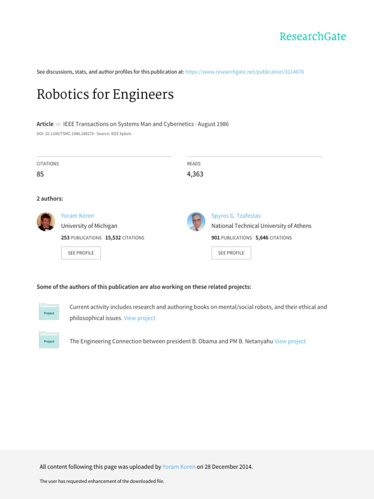 Robotics For Engineers New | PDF