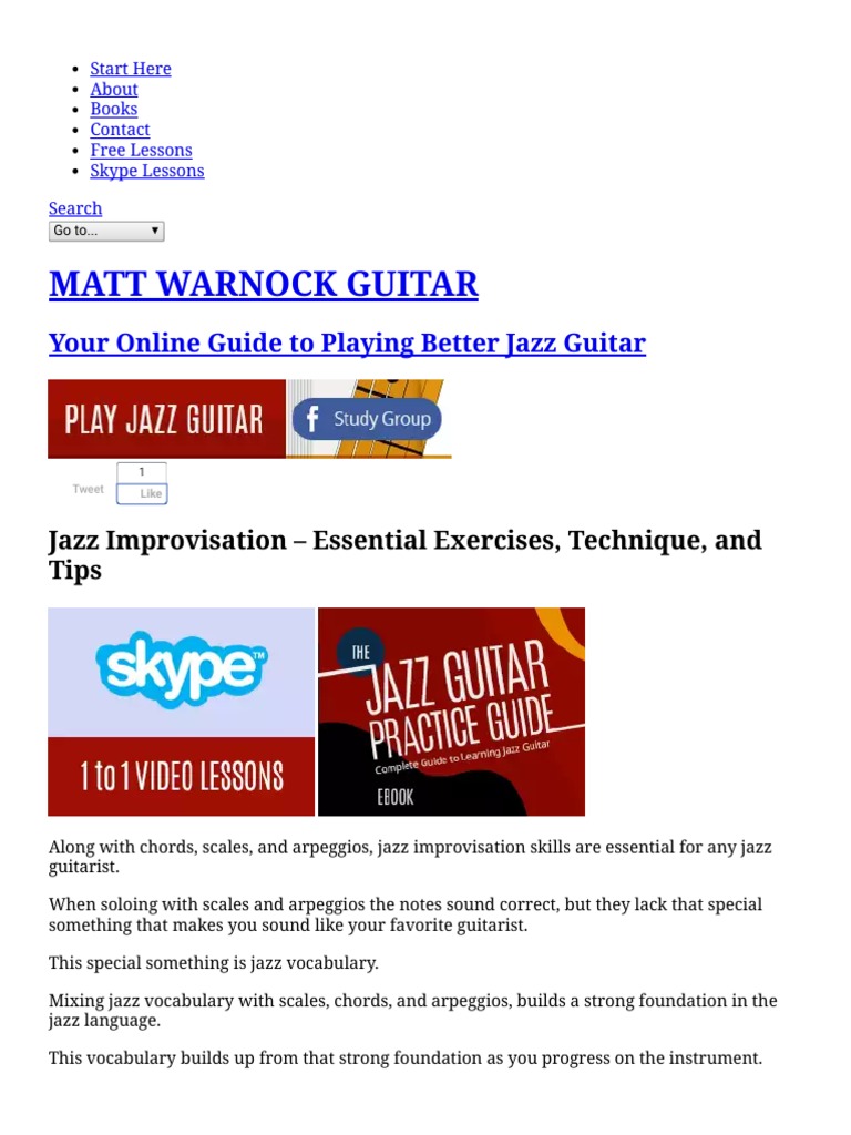 Jazz Improvisation Essential Exercises Technique And Tips Matt