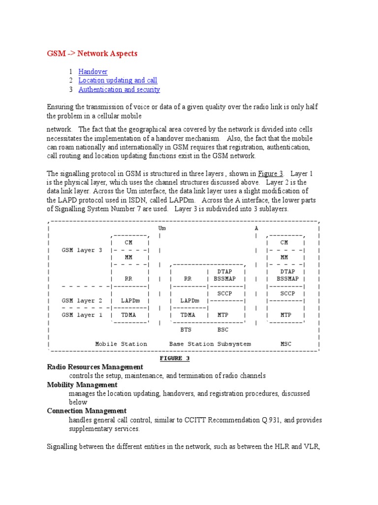 GSM - Network Aspects: Handover Location Updating and Call ...