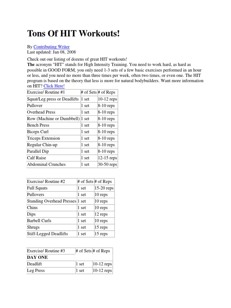 Tons of HIT Workouts!: Contributing Writer | PDF | Anatomical Terms Of ...