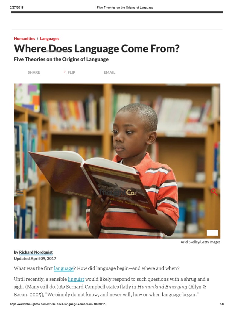 Five Theories On The Origins of Language | PDF | Origin Of Language ...