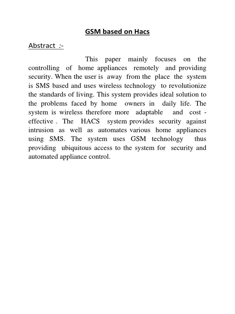 Abstract:-: GSM Based On Hacs | PDF