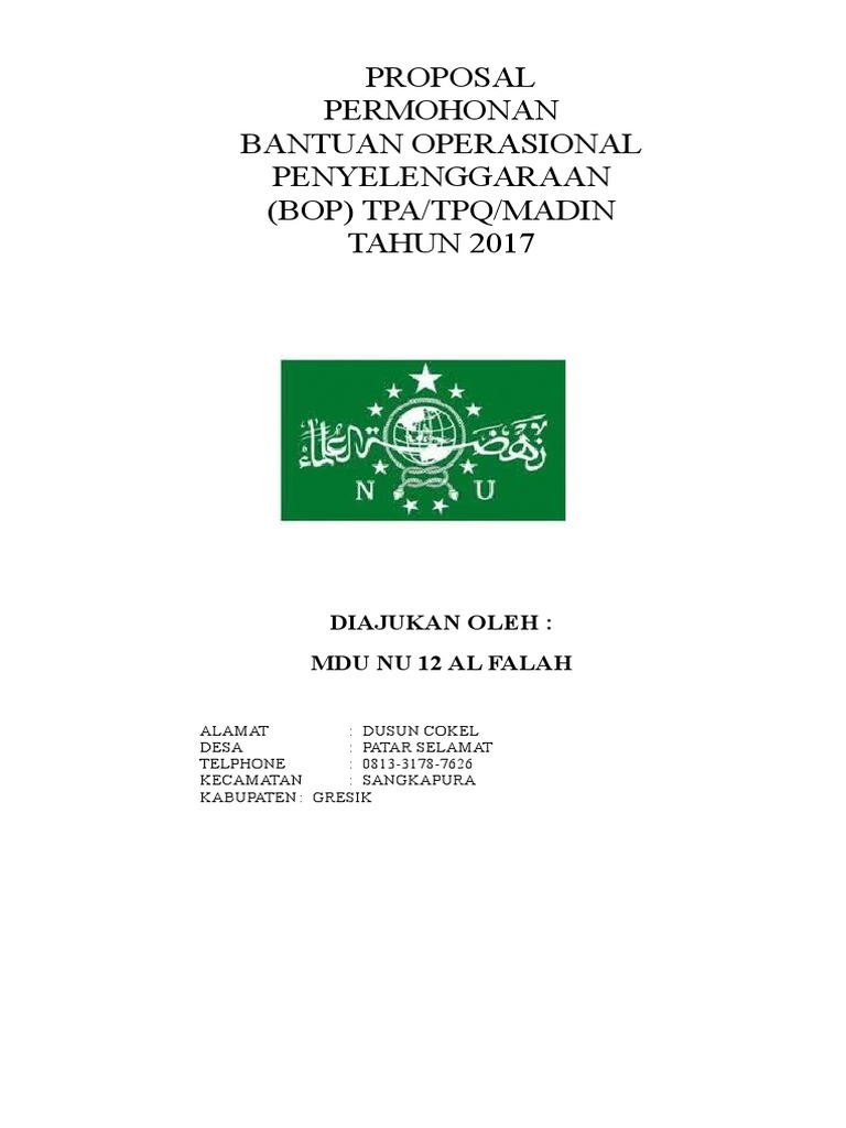 Contoh Proposal Bop TPQ Madin17 | PDF