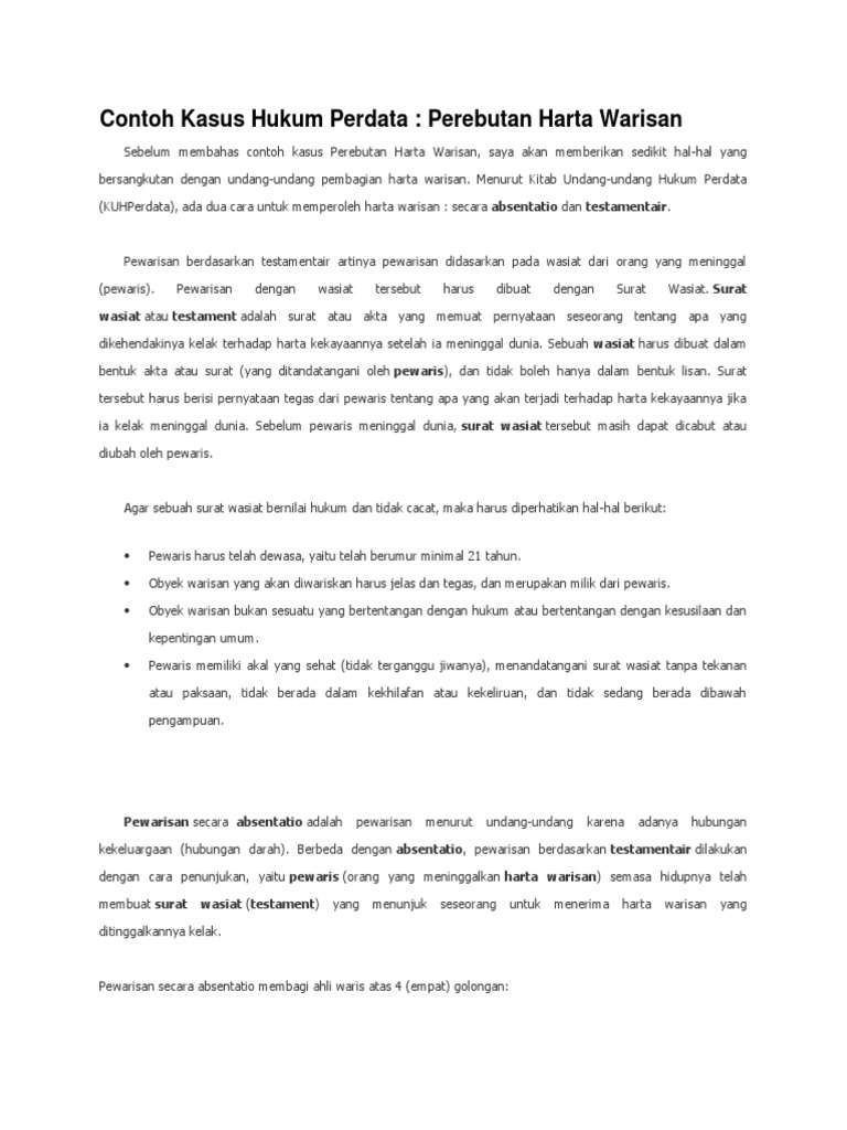 Contoh Kasus Hukum Perdata | PDF