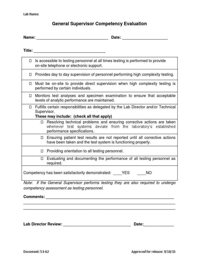 Competency Assessment Template-General Supervisor