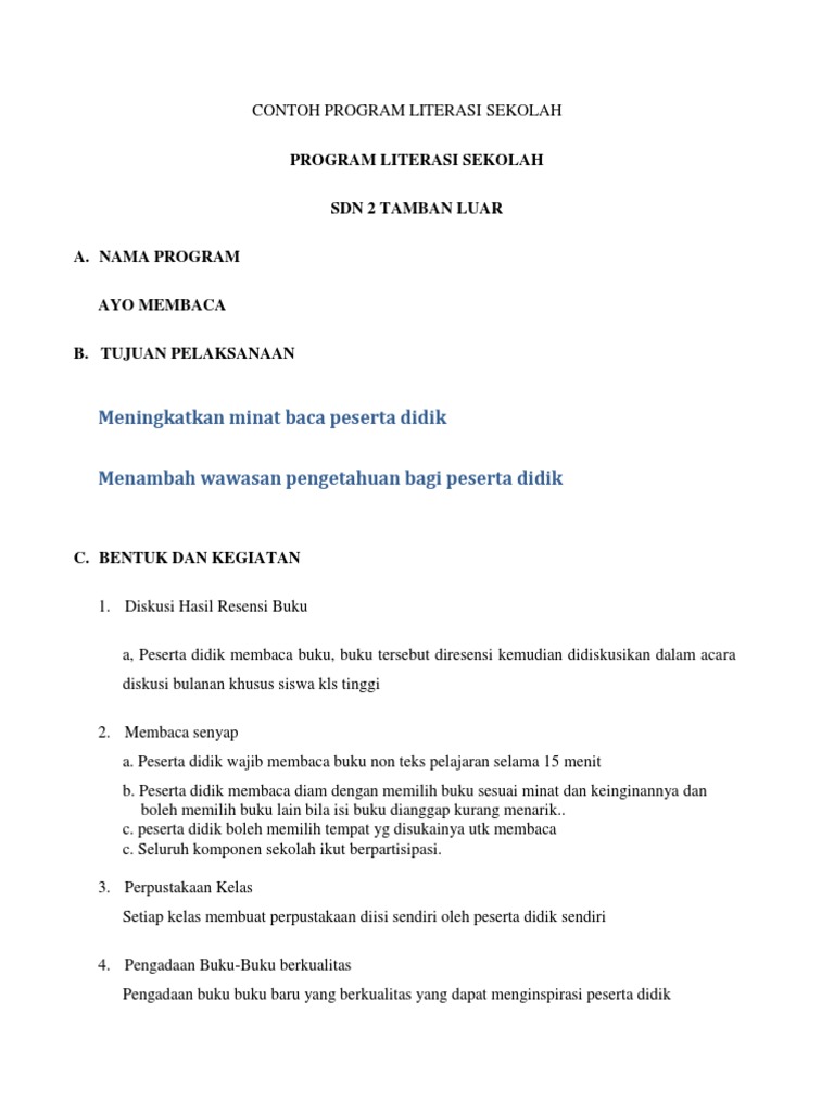 Lembar Kerja Menyusun Program Literasi | PDF