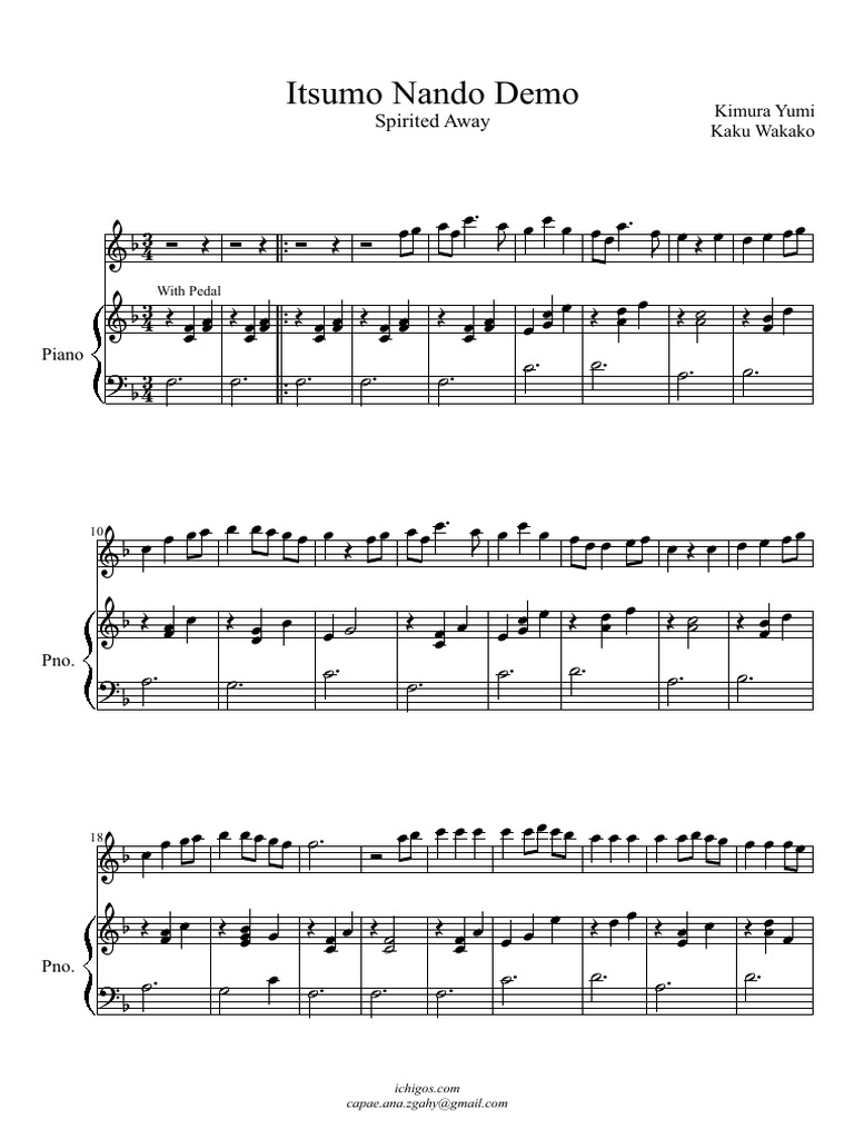 Spirited Away - Itsumo Nando Demo | PDF