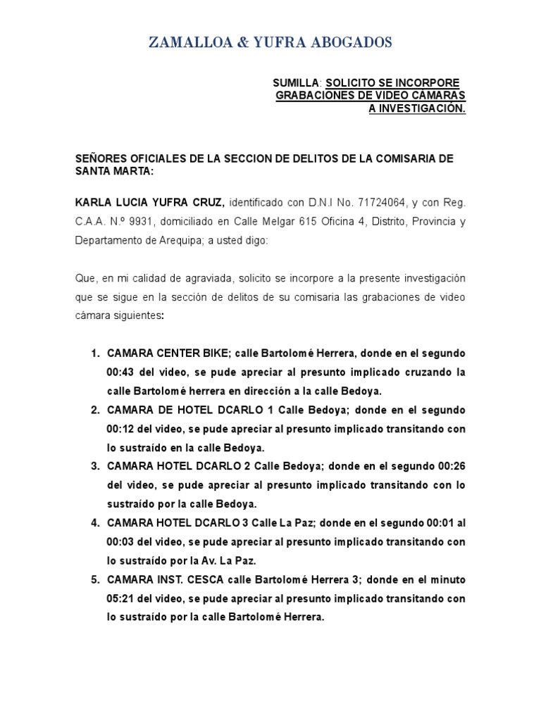 Solicitud Comisaria | PDF