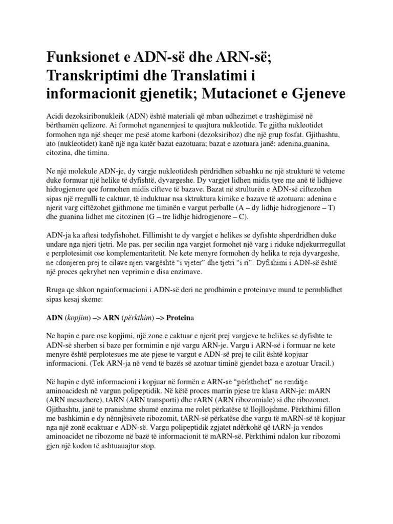 Funksionet e ADN | PDF