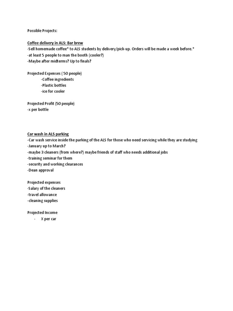 Possible Projects BARHOOPS | PDF