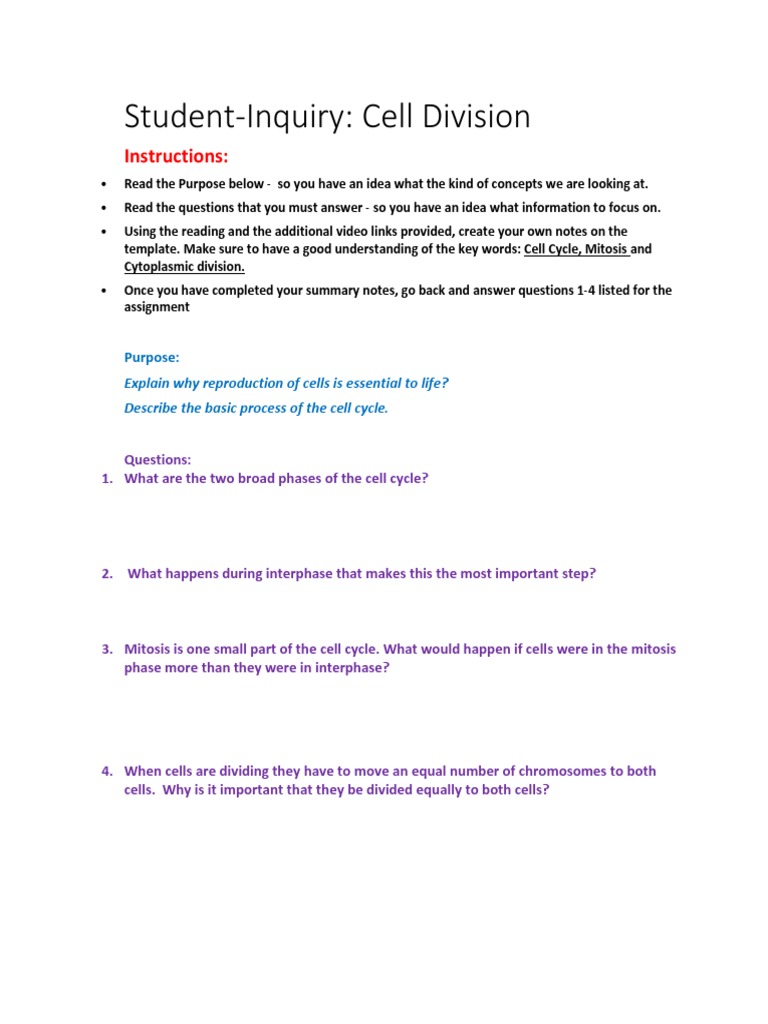 Cell Division Study Guide | PDF | Mitosis | Cell Growth