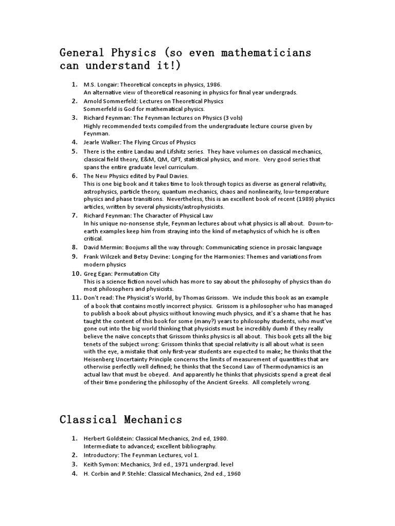 General Physics Guide for Mathematicians | PDF | Quantum Field Theory ...