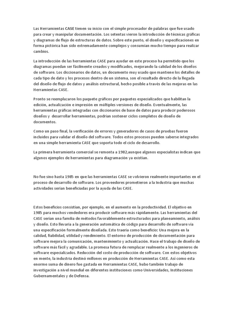 Historia Del Case | PDF | Ingeniería de software | Software