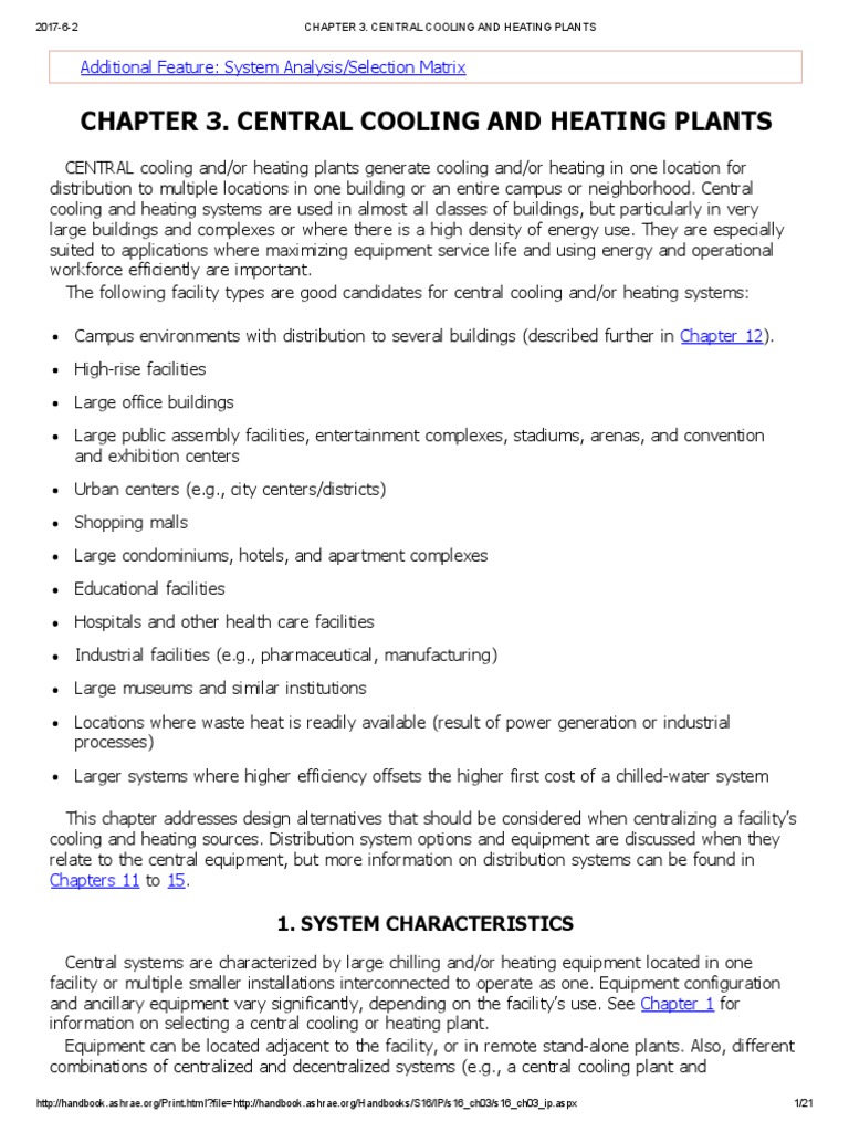 Chapter 3. Central Cooling and Heating Plants | PDF | Hvac | Heat Exchanger