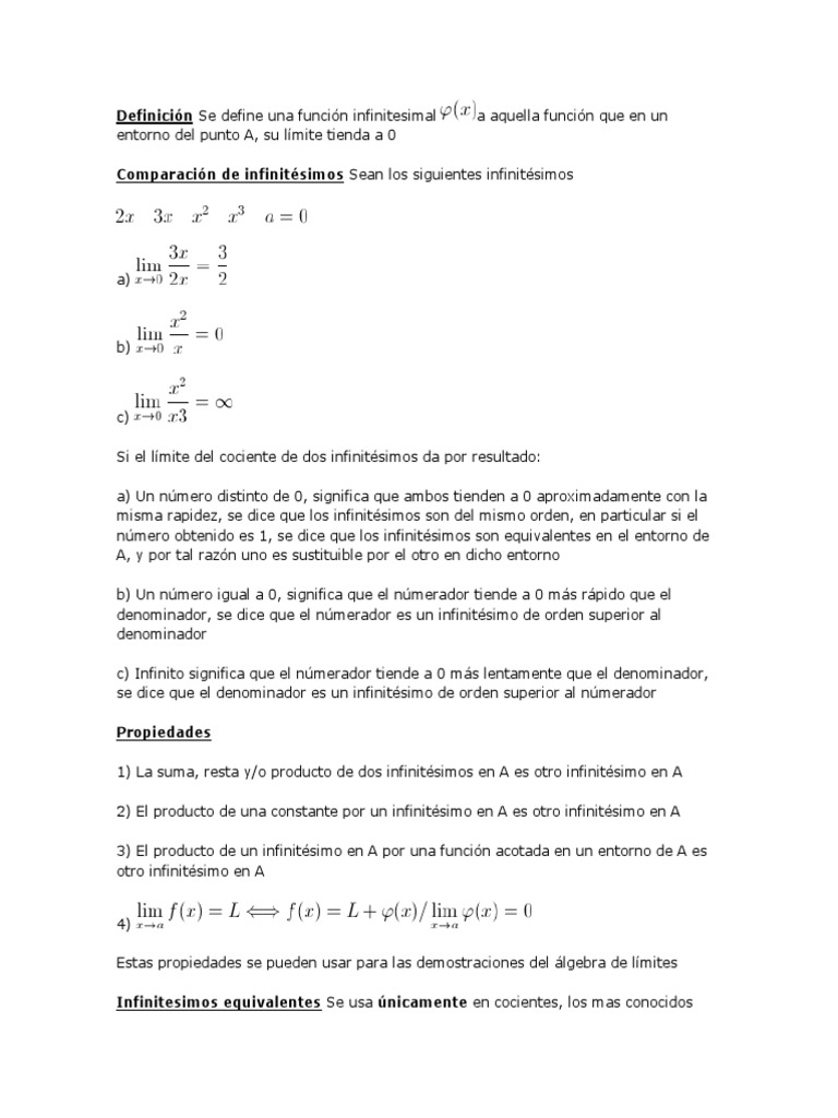 Definición Se Define Una Función Infinitesimal | PDF | Fracción ...