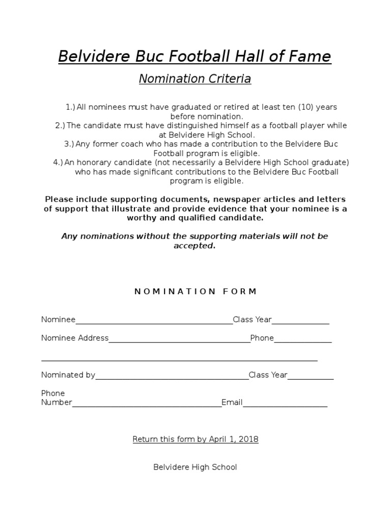 Buc-Football-Hof-Nomination-Form 2018 | PDF