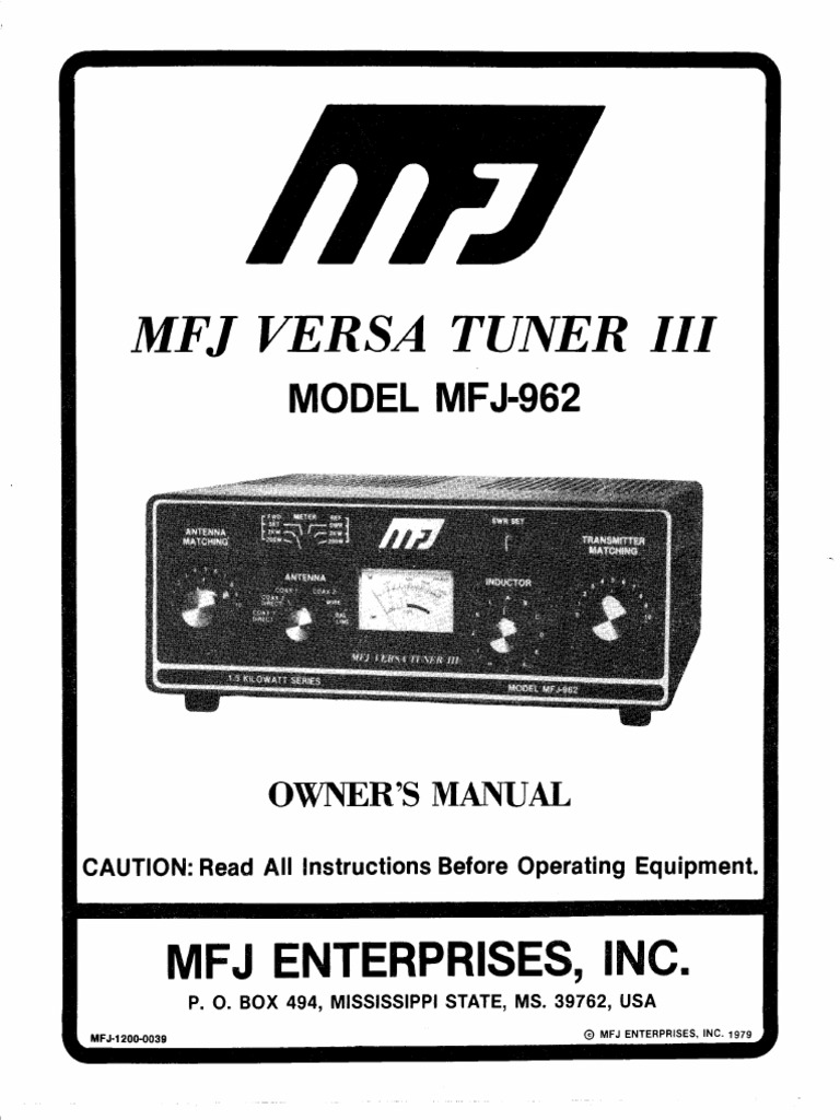Mfj-962 Versa Tuner III | PDF