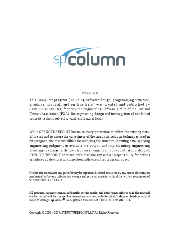 SpColumn Manual | PDF | Strength Of Materials | Bending