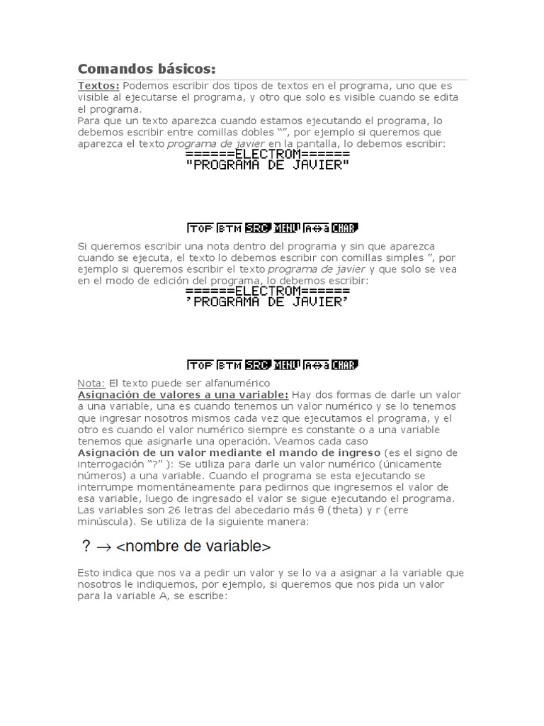 Comandos Básicos para Programar Casio FX - 7400 Gii | PDF | Comillas ...