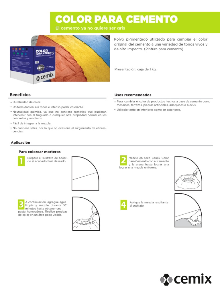 Colorantes para Cemento: Usos y Beneficios | PDF | Cemento | Color