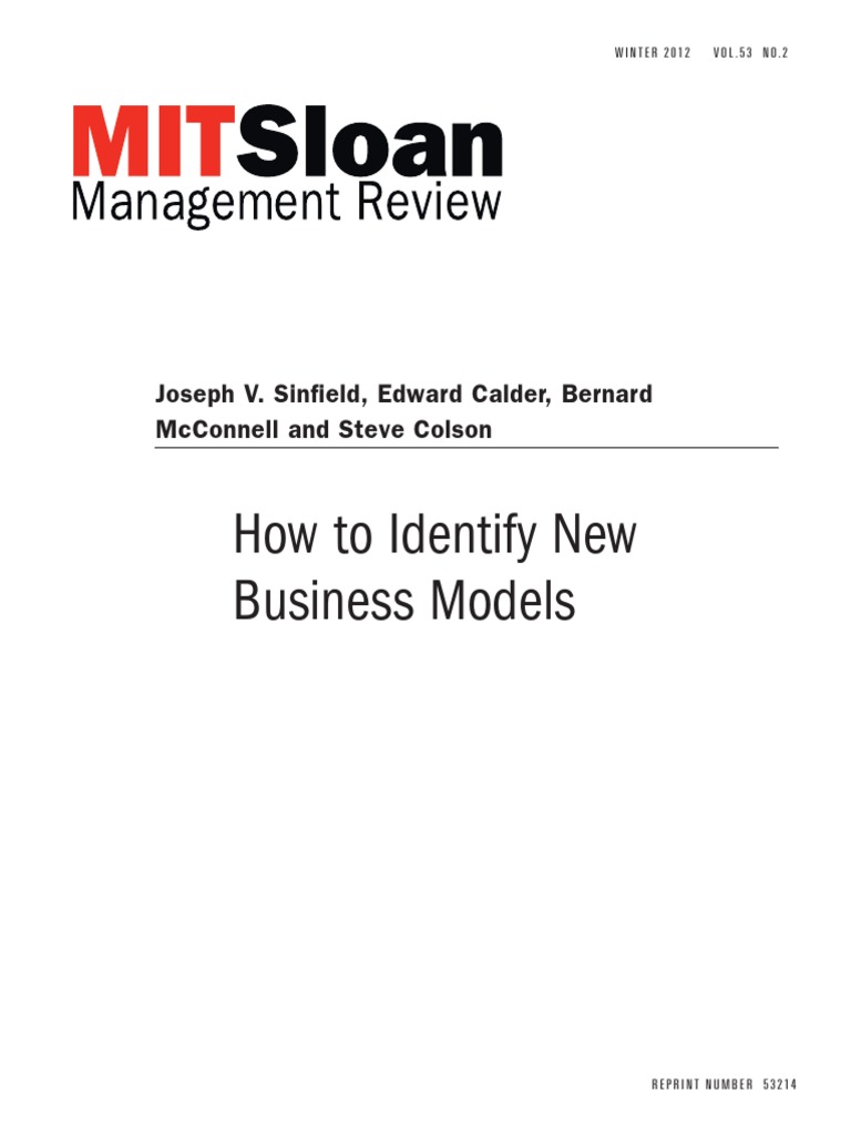 How To Identify New Business Models MIT PDF | PDF