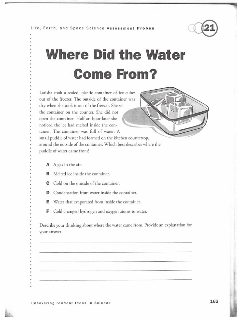 Science Probe-Where Did The Water Come From Student | PDF