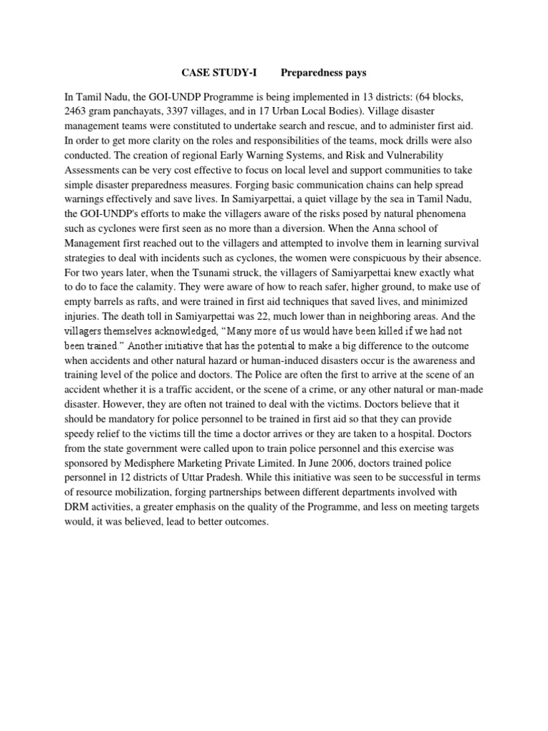 Case Study-I Preparedness Pays | PDF | Police | Emergency Management
