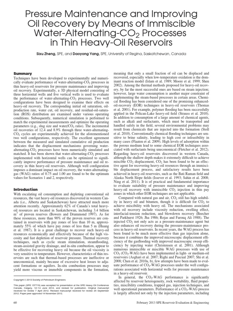 Pressure Maintenance and Improving Oil Recovery by Means of Immiscible ...