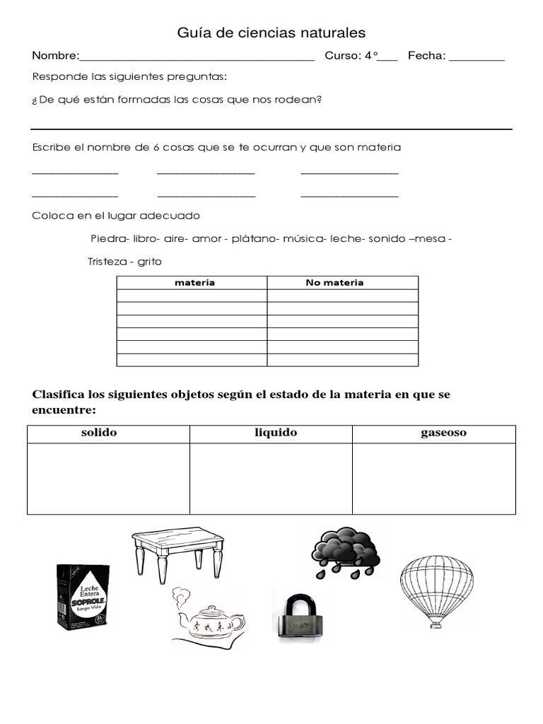Guía de Ciencias Naturales Estados de La Materia | PDF