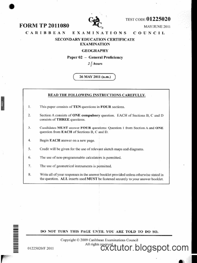 CSEC Geography Paper 02 - May 2011 PDF | PDF