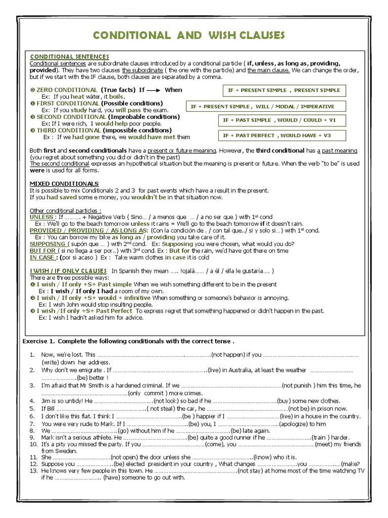 Conditional and Wish Clauses | PDF | Language Mechanics | Linguistic Morphology