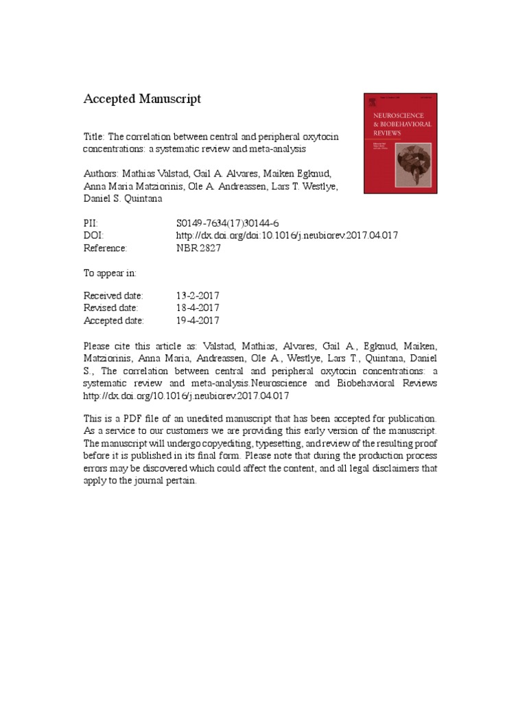 VVAA - The Correlation Between Central and Peripheral Oxytocin ...