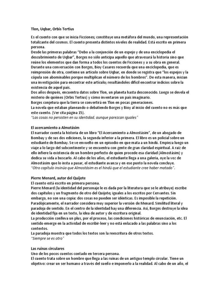 Resumen de Ficciones | PDF