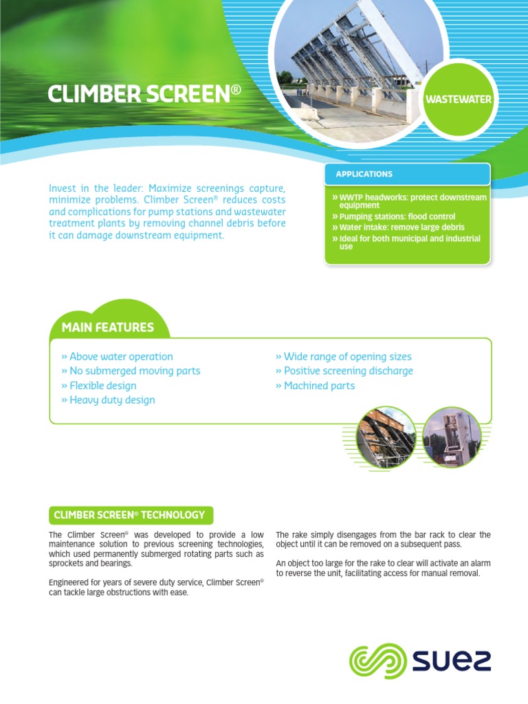 Climber Screen Us Infilco | PDF | Flood | Pumping Station