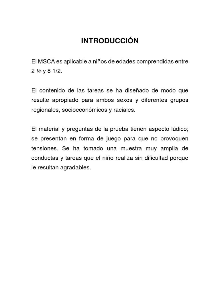 Escalas McCarthy: Evaluación Infantil | PDF | Memoria | Multiplicación