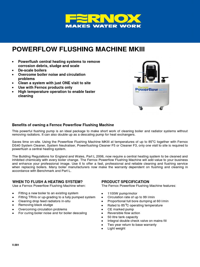 Fernox Powerflow MKIII Flushing Machine | PDF | Hvac | Radiator