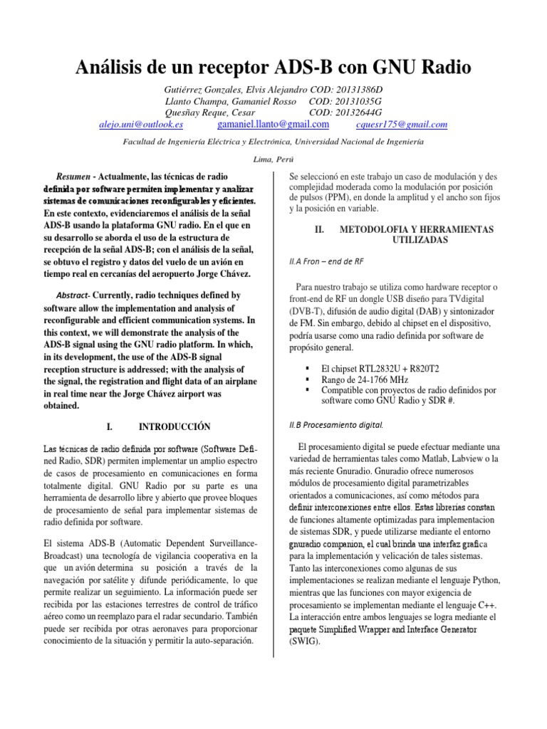 Analisis de Un Receptor ADS-B Con GNU Radio v3. | PDF | Radio definida ...