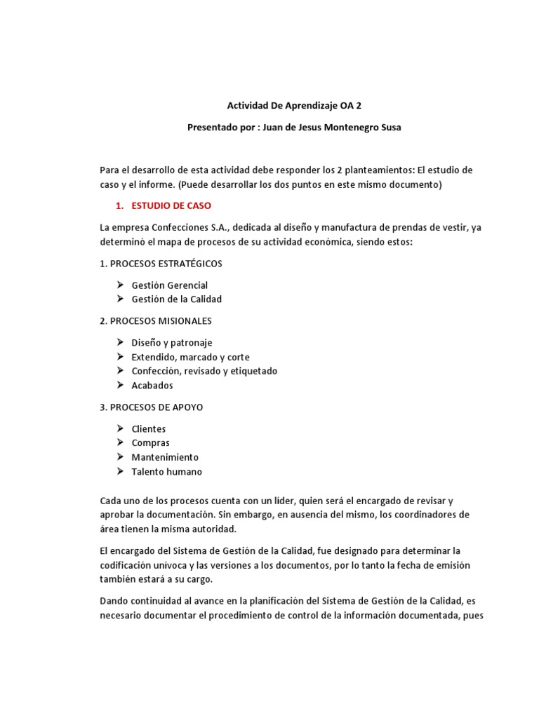 Caso AA2 | PDF | Gestión de la calidad | Calidad (comercial)