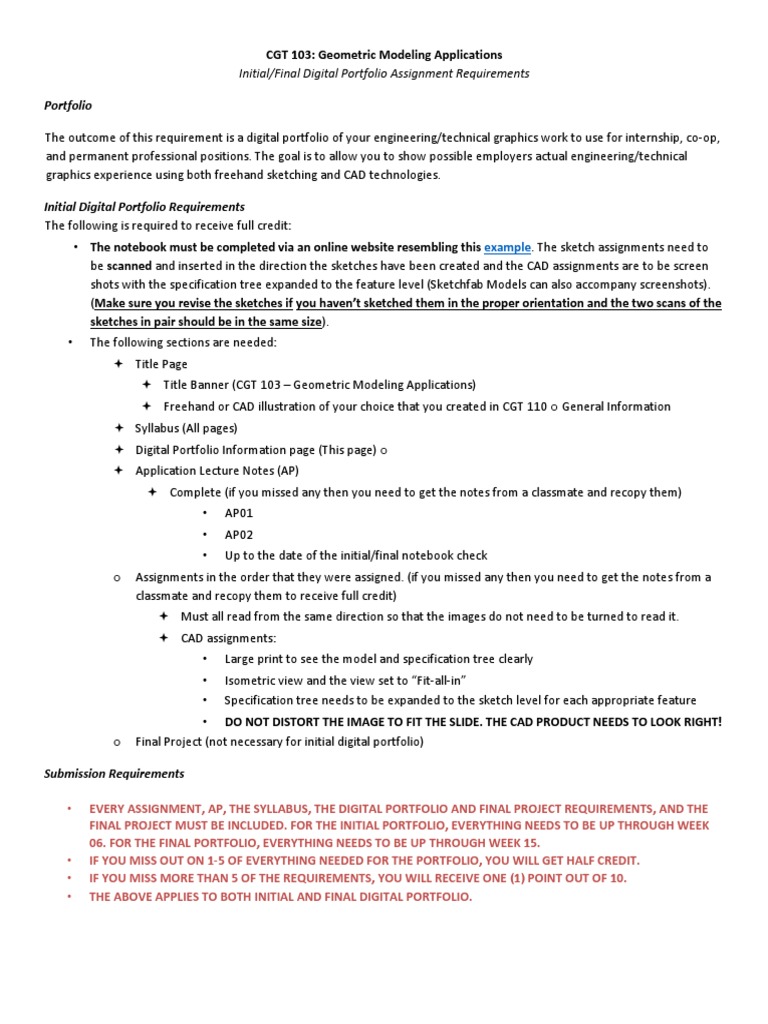 CGT 103 Digital Portfolio Requirements Spring 2018 | PDF | Computer ...