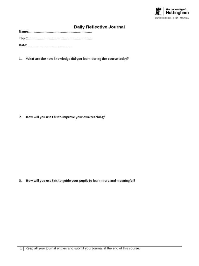 Daily Reflective Journal | PDF